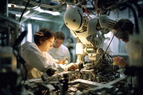 premium ai image in a bustling robotics lab a team of engineers is