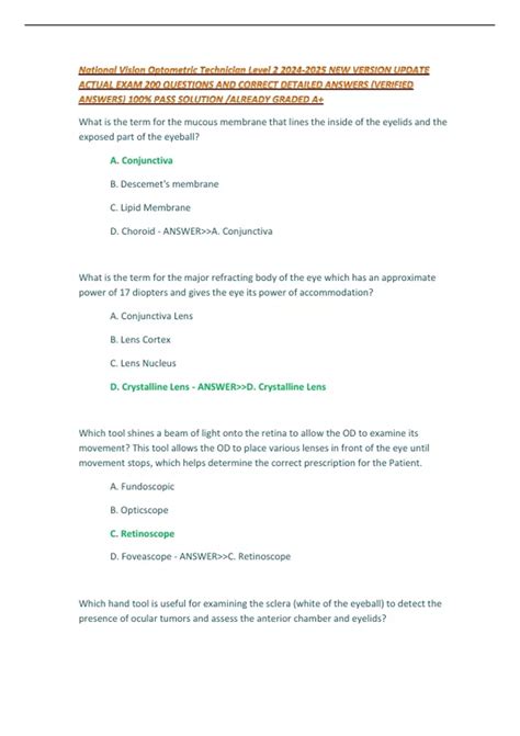 National Vision Optometric Technician Level New Version Update Actual