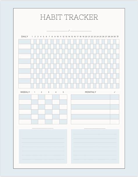 Blue Monthly Habit Tracker Etsy Habit Tracker Daily Planner
