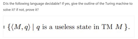 solved d is the following language decidable if yes give