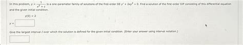 solved in this problem y 1 x 2 c is a one parameter