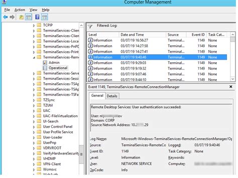 tracking and analyzing remote desktop connection logs in windows