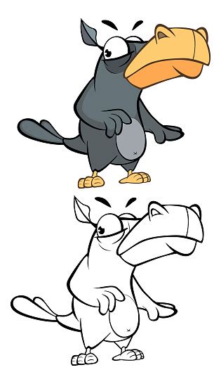 당신이 디자인 및 컴퓨터 게임을위한 귀여운 만화 캐릭터 까마귀의 벡터 일러스트 레이션 색칠하기 책 윤곽선 세트 까마귀에 대한 스톡 벡터 아트 및 기타 이미지 Istock