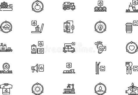 Recycling Icons Collection Is A Vector Illustration With Editable Stroke Stock Vector