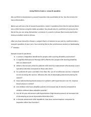 PICO Student Activity Docx Using PICO To Frame A Research Question We Use PICO To Break Down