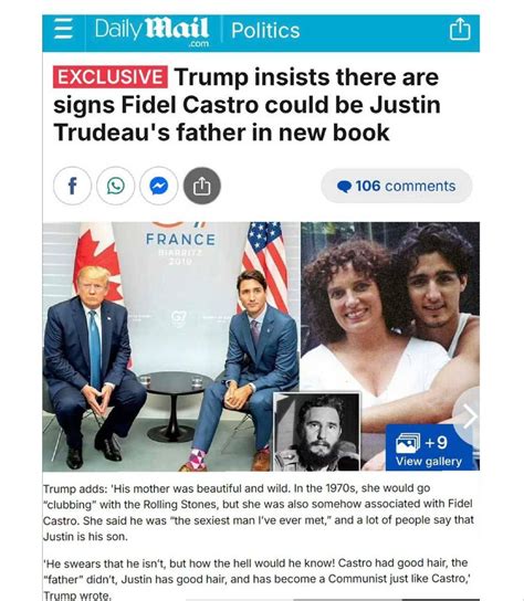 تصویر مادر جاستین ترودو در کنار فیدل کاسترو