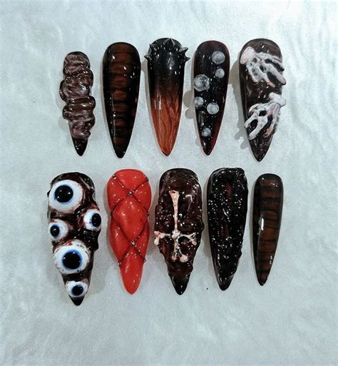 Viscera Horror Movie And Human Anatomy Custom Nail Set Reusable