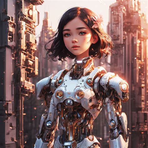 Illustration Of An Adorable Robot Girl Her Metal Body Photo  Free