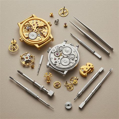 Watchmaking Components Including Two Watch Movements One Gold And One