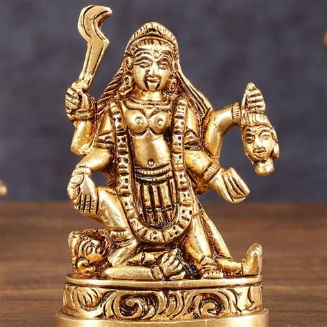 Superfine Brass Goddess Kali Small Idol 3 Height