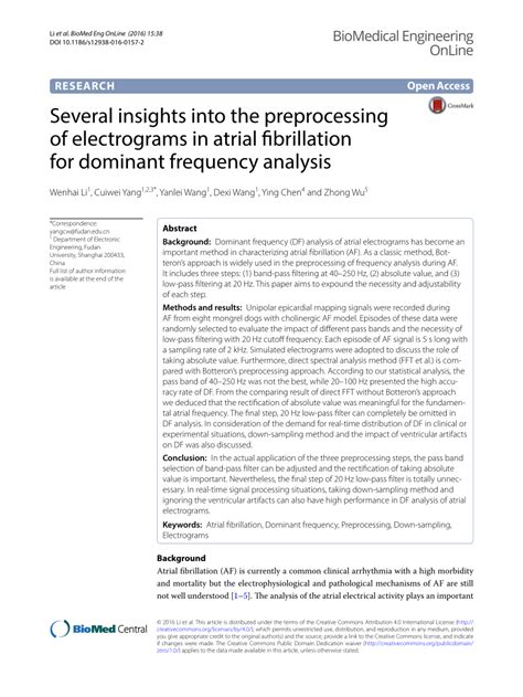 Pdf Several Insights Into The Preprocessing Of Electrograms In Atrial Fibrillation For