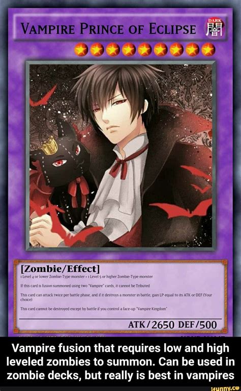 Vampire Fusion That Requires Low And High Leveled Zombies To Summon Can Be Used In Zombie Decks