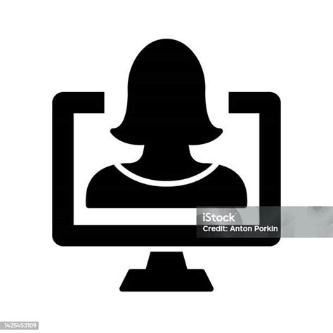 온라인 교육 실루엣 아이콘 원격 교육 전자 학습 온라인 웨비나 및 상담 온라인 교육 블랙 아이콘 교사와 노트북 픽토그램 벡터 격리 일러스트 레이 션 가정용 캠코더에 대한