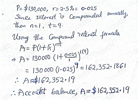 Solved Use The Compound Interest Formula To Find The Account Balance A