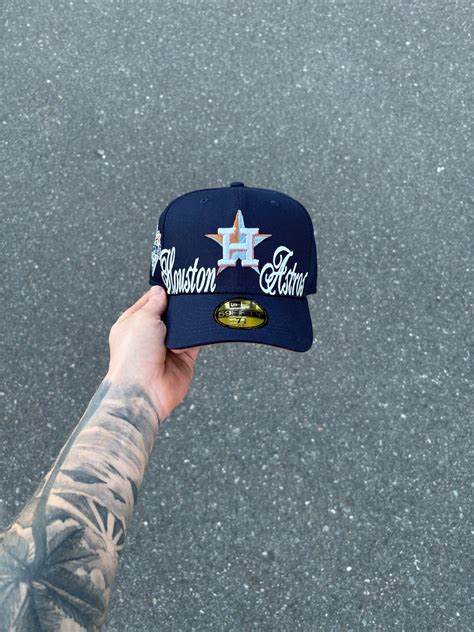 Burnt Beige Brim Navy Houston Astros Custom Fitted Cap Worldwide Rank Llc