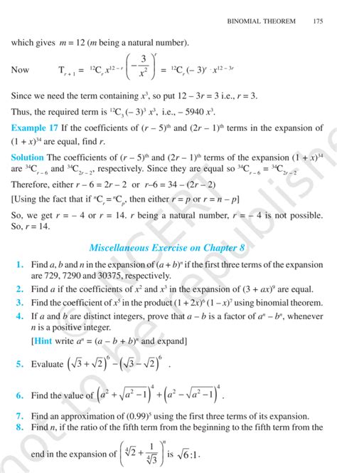 Ncert Book Class 11 Maths Chapter 8 Binomialtheorem