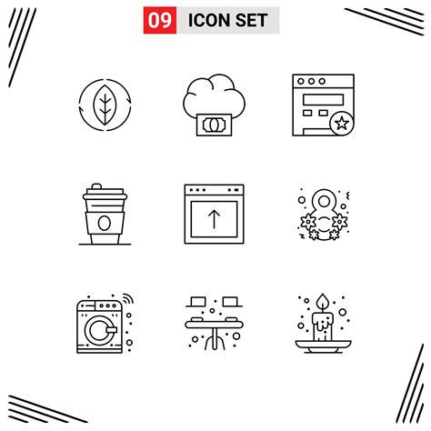 User Interface Pack Of 9 Basic Outlines Of Website Browser Bookmark Arrow Disposable Cup