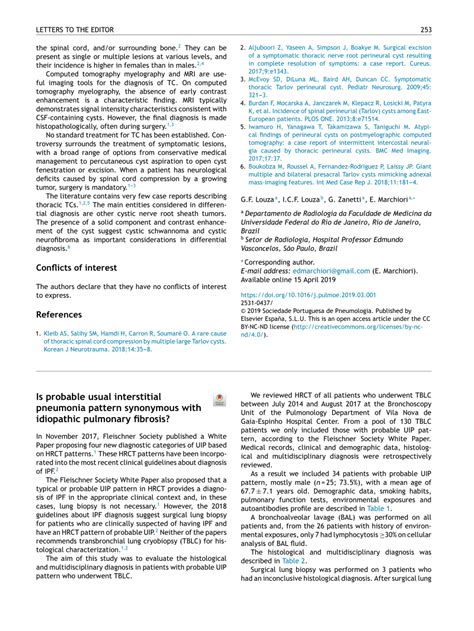 Pdf Is Probable Usual Interstitial Pneumonia Pattern Synonymous With