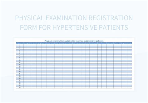 Physical Examination Registration Form For Hypertensive Patients Excel