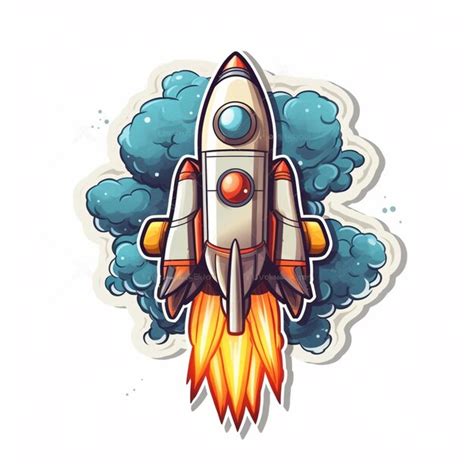 Cartoon Rocket Ship With Smoke And Smoke Coming Out Of It Generative Ai