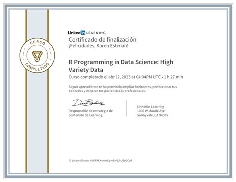 Karen Esterkin Su Linkedin Certificate Of Completion