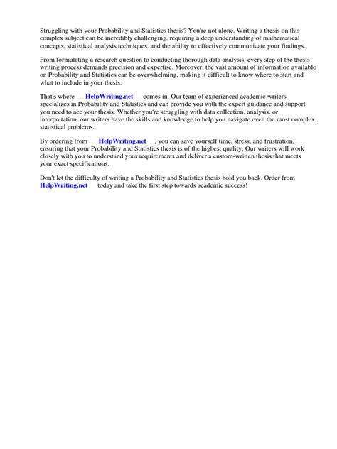 Probability And Statistics Sample Thesis Pdf