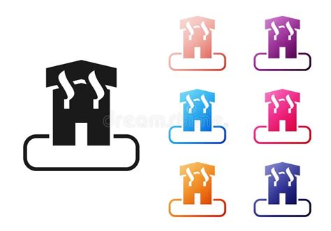 Black Arson Home Icon Isolated On White Background Fire In Building Flames From Office Windows