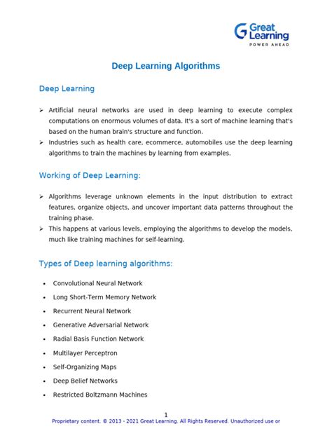 Deep Learning Algorithms Pdf Deep Learning Machine Learning