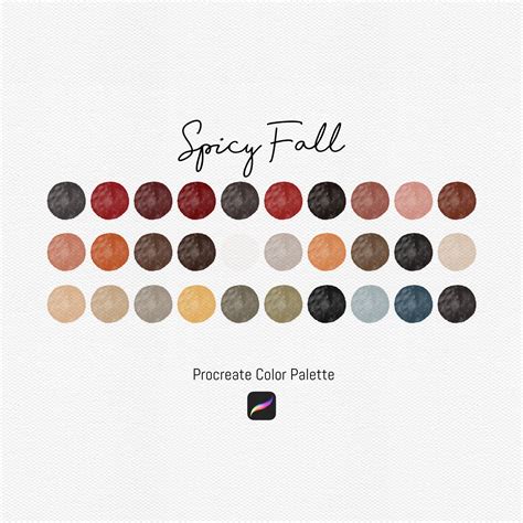 Spicy Fall Procreate Color Palette Procreate Swatches Etsy