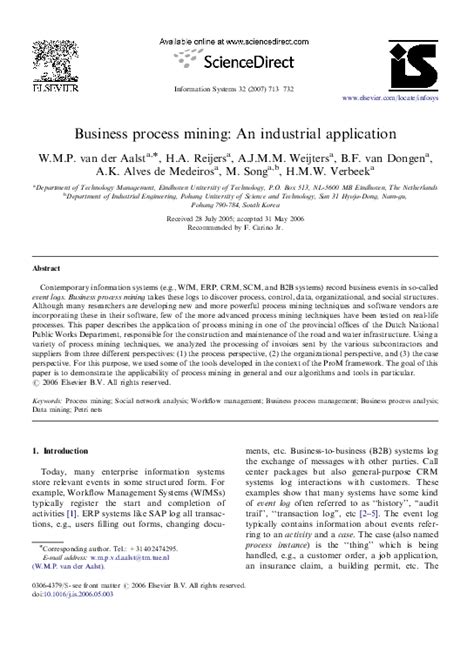 pdf business process mining an industrial application