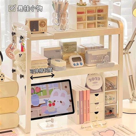 내책상 필수템 너비조절 책상위선반 화이트 수납 선반 데스크테리어 책상정리 문구 정리 방꾸미기 다용도 수납함 진열장 책꽂이 노트북 태블릿 보관 1단 2단 에이블리