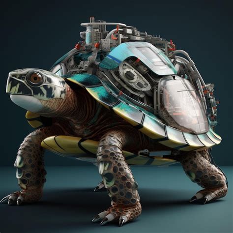 Premium Photo Robot Turtle Art Blending Technology With Natural