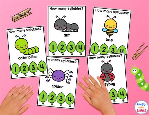 Bug Syllable Counting Clip Cards A Fun Way To Build Early Reading Skills Frogs And Fairies