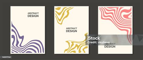 Garis Bergelombang Abstrak Set Poster Paket Spanduk Bentuk Bergelombang Cair Template Garisgaris