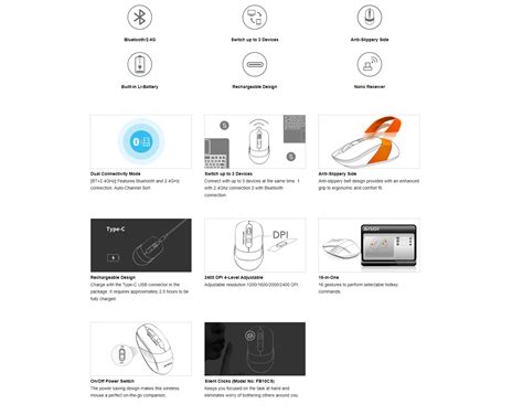 A Tech FB CS Dual Mode Rechargeable Wireless Mouse Grayish White Pakistan