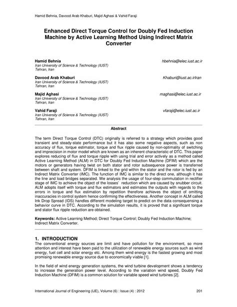 Pdf Enhanced Direct Torque Control For Doubly Fed Inductionmachine By
