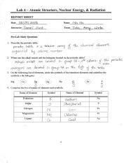 Lab Atomic Structure Nuclear Energy Radiation Pre Lab Course Hero