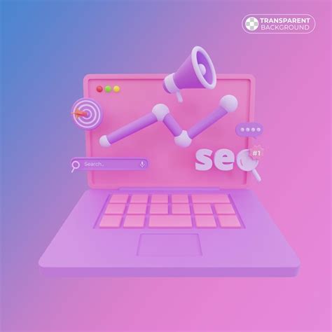 Premium Psd Seo Illustration With A Rising Graph In The Middle Of The Screen In 3d Render