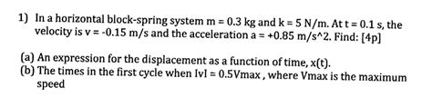 Solved In A Horizontal Block Spring System M 0 3kg And Chegg Com