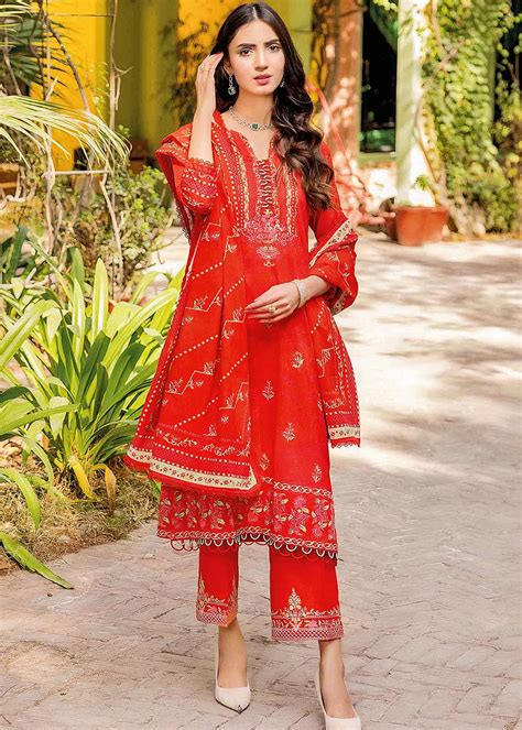 Gul Ahmed Dress Design 3 Piece Embroidered Chunri Lawn Suit