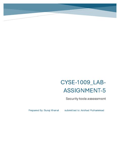 Cyse 1009 Lab Assignment 5 Security Tools Assessment Cyse 1009 Lab