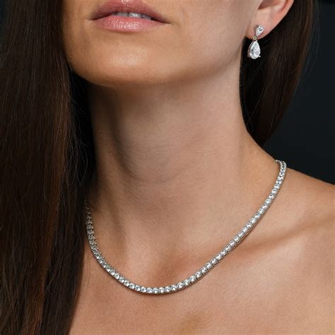 Tennis Necklace For Women And Girls In 925 Sterling Silver Statement