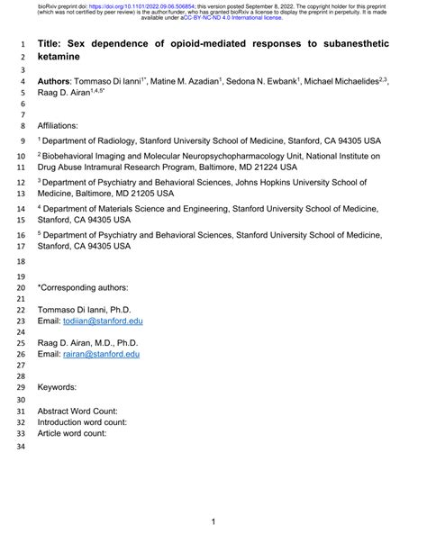 Pdf Sex Dependence Of Opioid Mediated Responses To Subanesthetic Ketamine