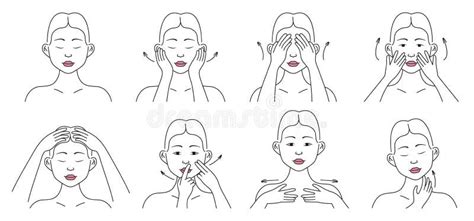 Facial Massage Facial Skin Care At Home Infographic Vector Set
