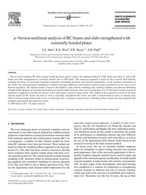 Pdf Version Nonlinear Analysis Of Rc Beams And Slabs Strengthened With Externally Bonded