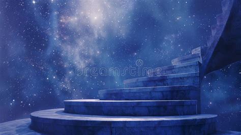 Blank Mockup Of A Celestialthemed Staircase With Galaxies And