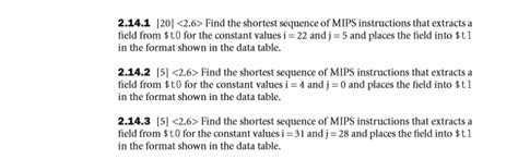 solved 2 14 1 20 find the shortest sequence of mips