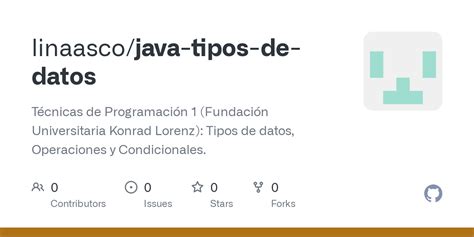 GitHub linaasco java tipos de datos Técnicas de Programación Fundación Universitaria