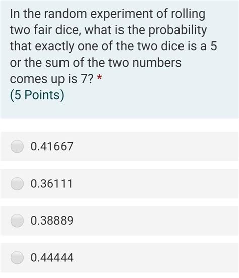solved in the random experiment of rolling two fair dice
