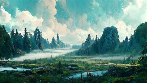 Premium Photo Panorama Of Foggy Forest In A Misty Day 3d Illustration